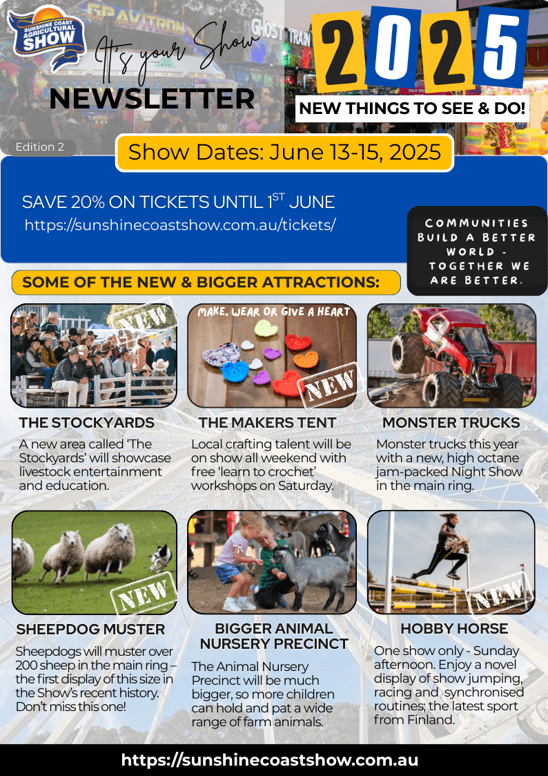 May 2025: So much more to see and do! | Sunshine Coast Agricultural Show
